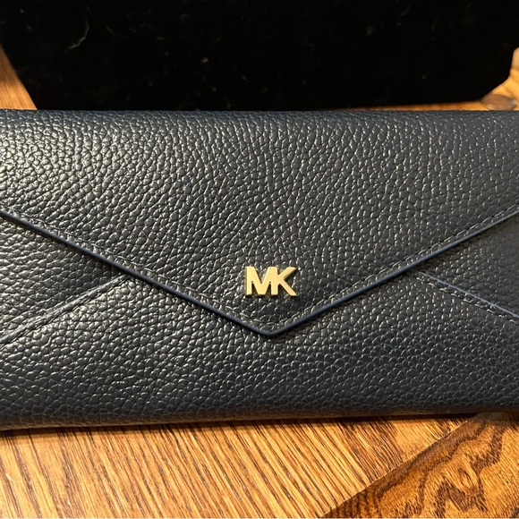 Michael Kors | Bags | Michael Kors Dark Blue Envelope Wallet | Poshmark
